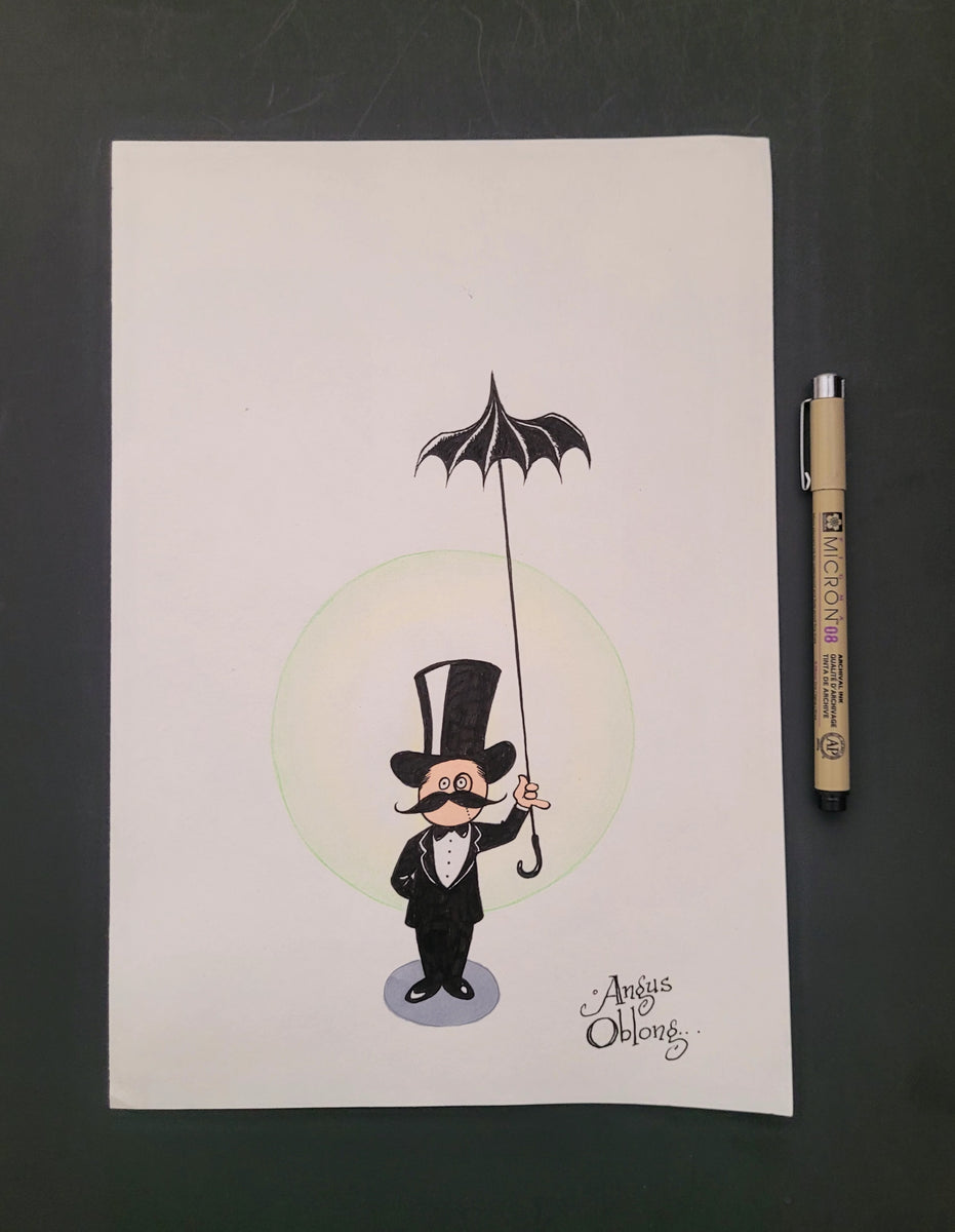 Little Man With Umbrella. – Angus Oblong.