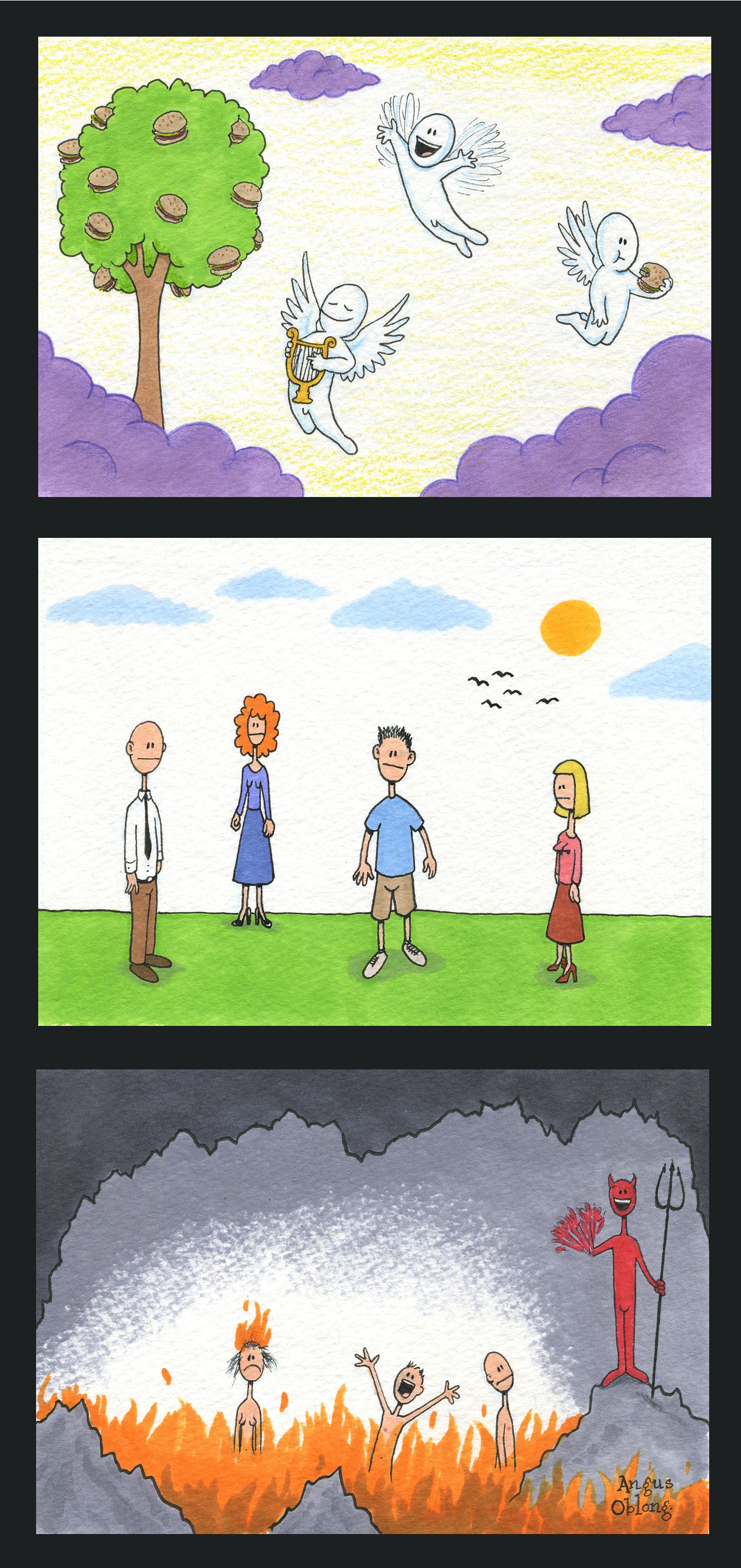 Heaven, Earth & Hell Art Print. – Angus Oblong.